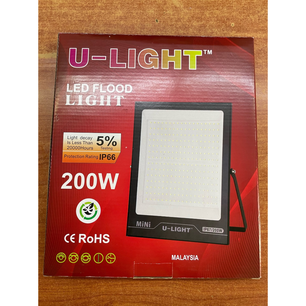 U-LIGHT LED Spotlight FLOOD LIGHT 200W( White 6500K) | Shopee Malaysia