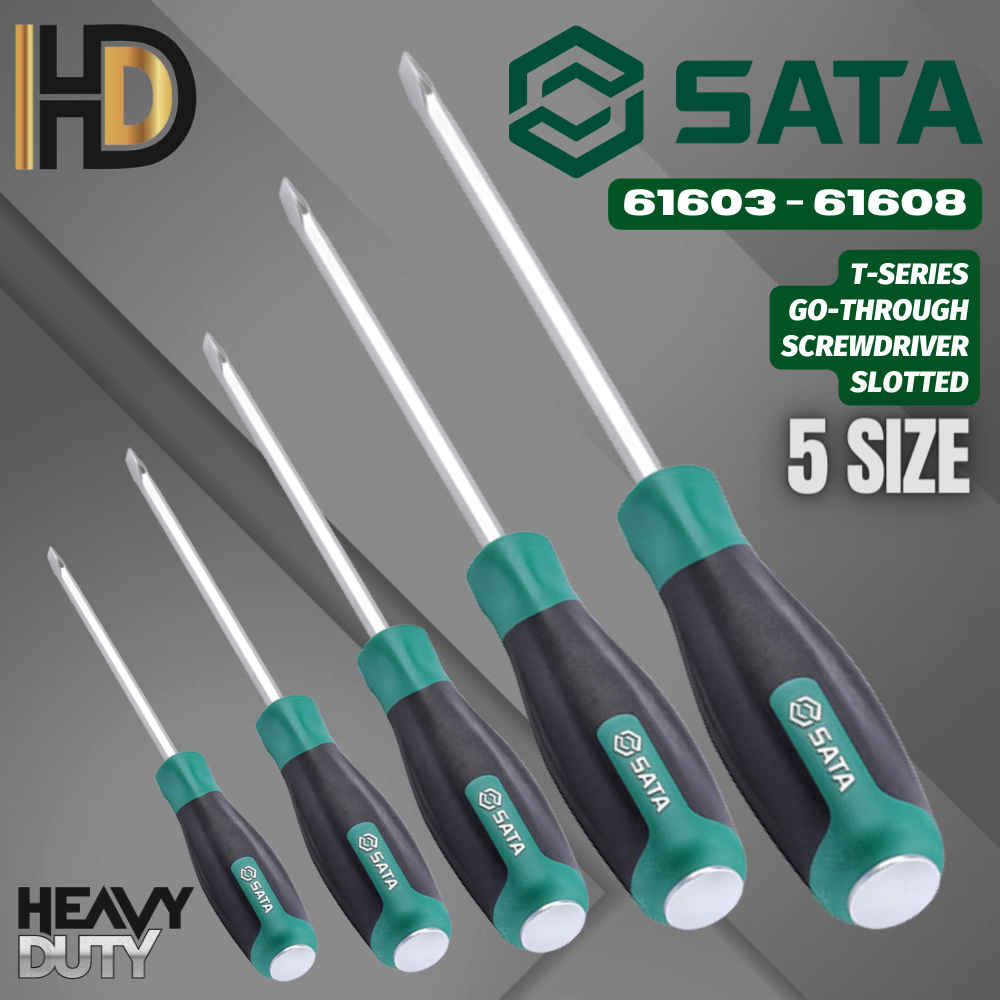 SATA T Series Go Through Screwdriver Slotted / Heavy Duty Go Through Screwdriver / 61603 - 61608 ...
