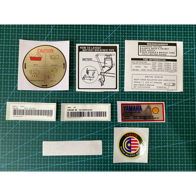 Sticker Motor Caution Rxz Chain Buatan Malaysia Yamahalube paras bunyi ...