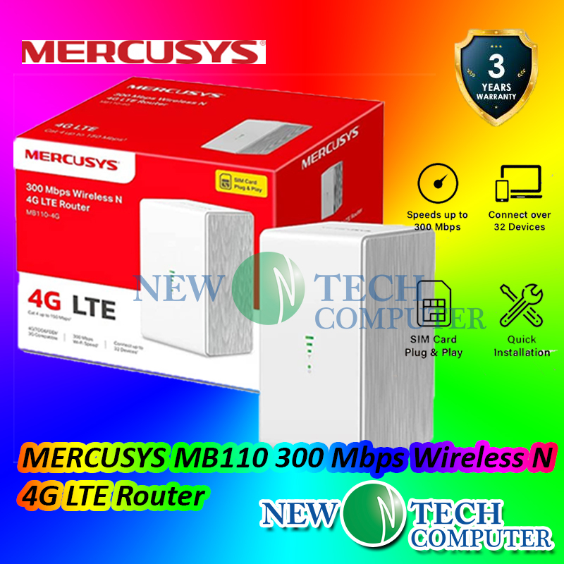 Mercusys MB110 4G 300 Mbps Wireless N 4G LTE Router SIM CARD ROUTER 300 ...