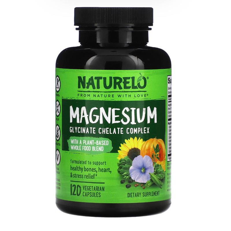 NATURELO, Magnesium Glycinate Chelate, 200 mg, 120 Vegetarian Capsules ...