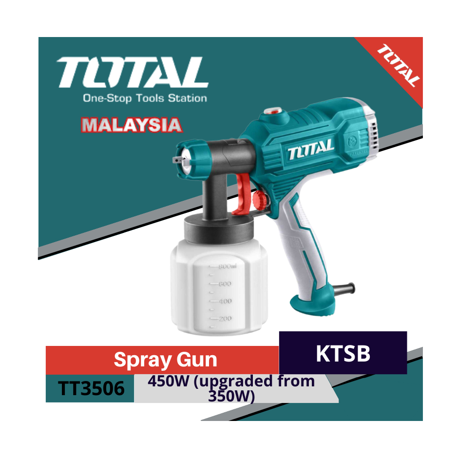 TOTAL 450W Corded Spray Gun & 450W Cordless Spray Gun | TT3506 | Paint ...