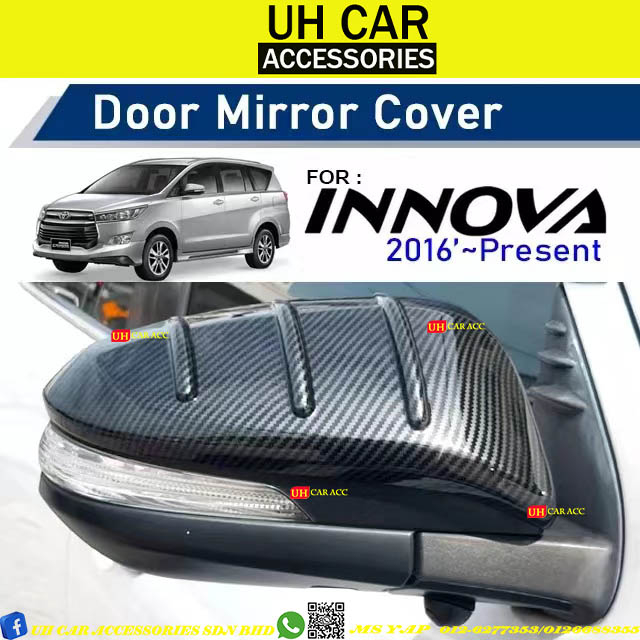 TOYOTA INNOVA 2016-2022 SIDE MIRROR CHROME CARBON BLACK COVER | Shopee ...