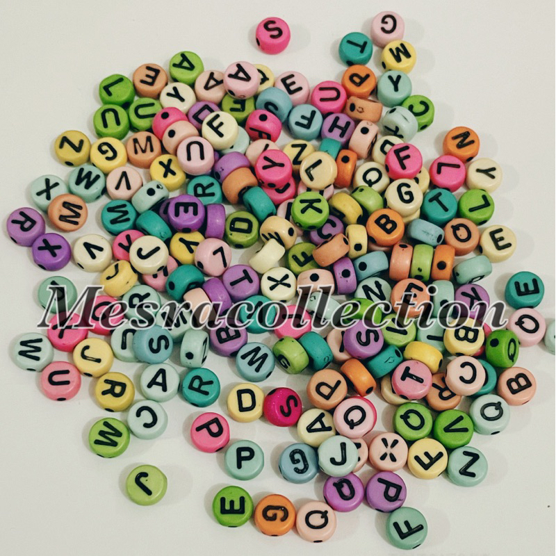 AB02C ALPHABET BEADS manik huruf ABC abjad comel cute utk aktiviti ...