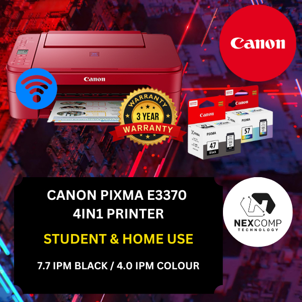 CANON PIXMA INK EFFICIENT E3370 PRINTER | Shopee Malaysia
