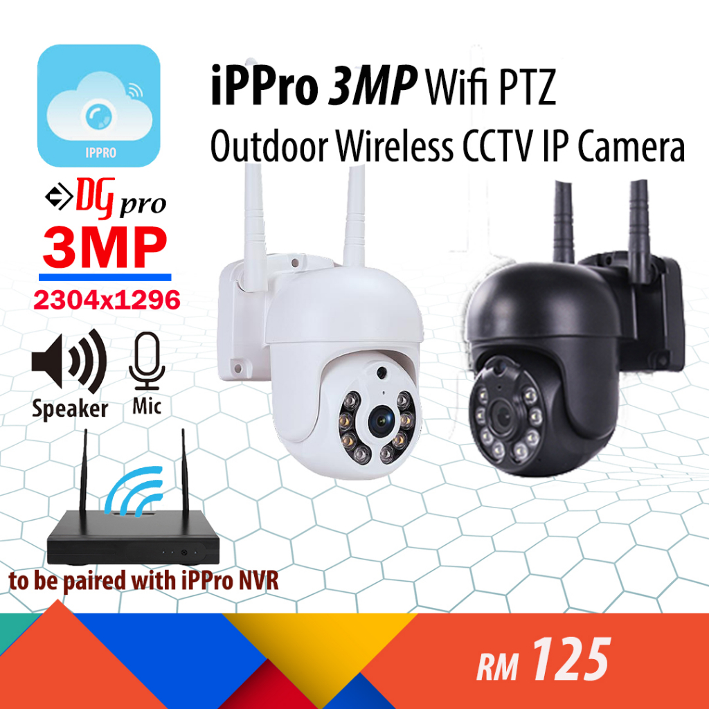 Ippro Eseecloud 3mp 1296p Ptz Mini Wireless Wifi Weatherproof Ip Cctv