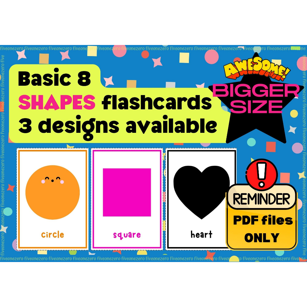 [PDF Softcopy] Basic 8 SHAPES flashcards, Cute Printable SHAPES ...