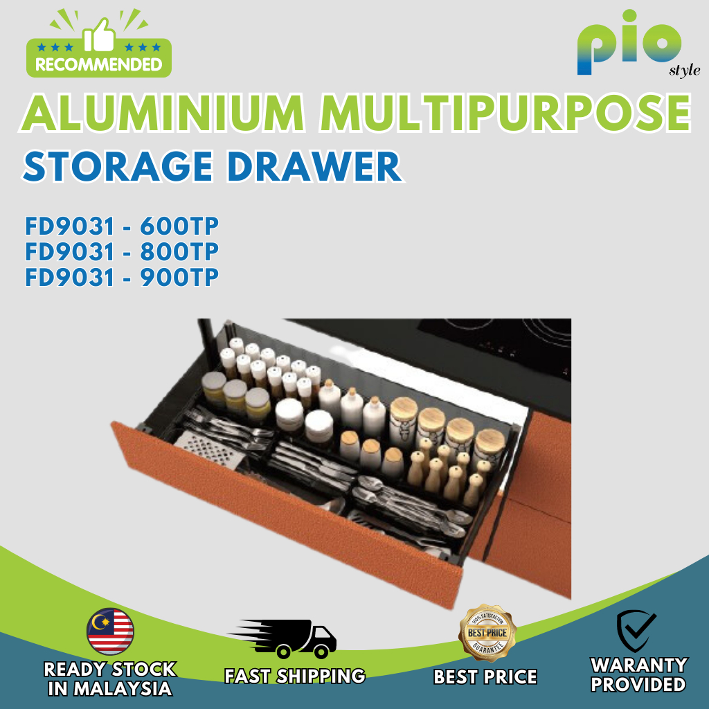piostyle Aluminium Multipurpose Storage Drawer Spices Drawer Box Rak ...