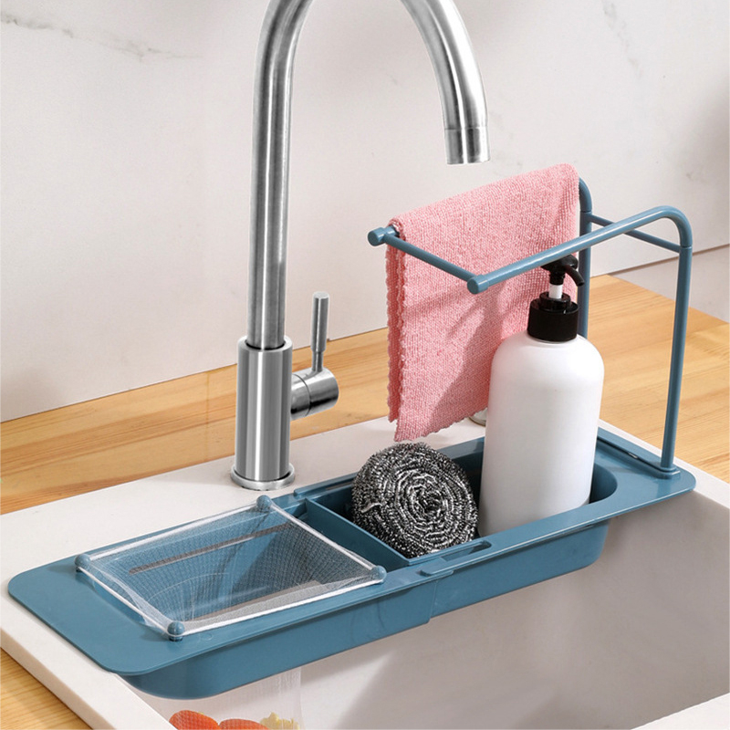 Telescopic Sink Storage Rack Adjustable Sink Organizer Sink Storage ...