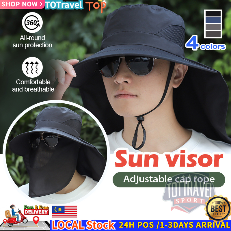 Men Hat Topi Anti UV Topi Kerja Hadang Panas Penutup Muka Hat Full Face ...