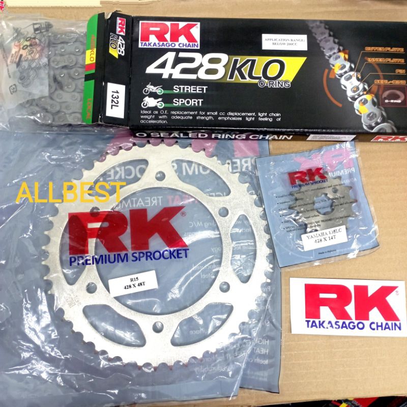 YAMAHA R15 RK 428 O-RING SPROCKET CHAIN SET (O-RING GOLD / NORMAL) KLO 14T/15T-47T/48T/50T/51T ...