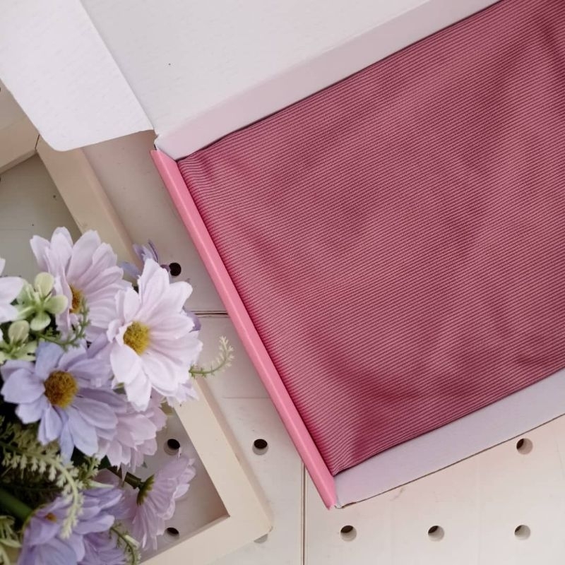 Bawal Lazy Jersey Ribbed Free inner tudung gift box set ready stock ...