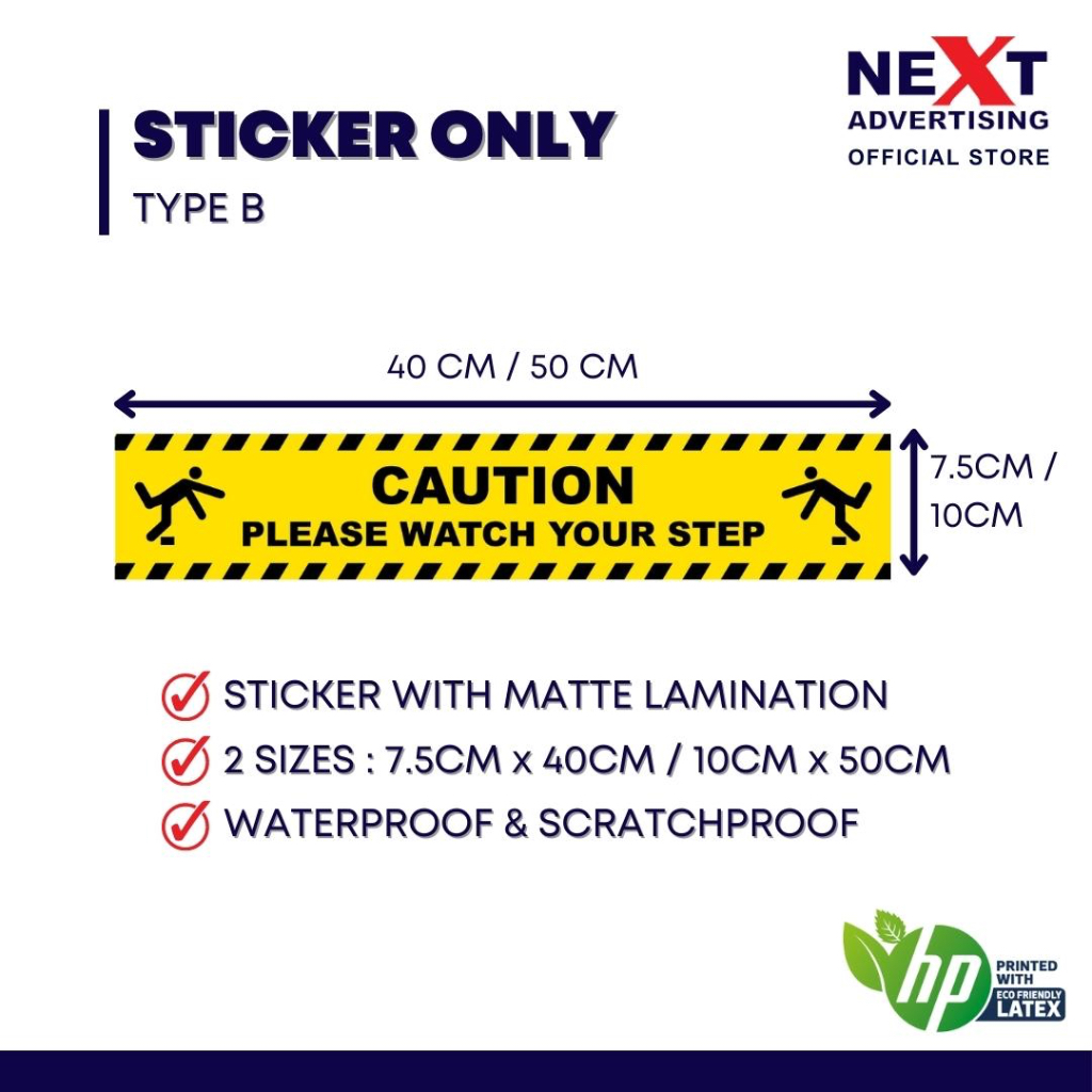 Mind Your Step Sticker With Matte Lamination | 2 Sizes | Shopee Malaysia