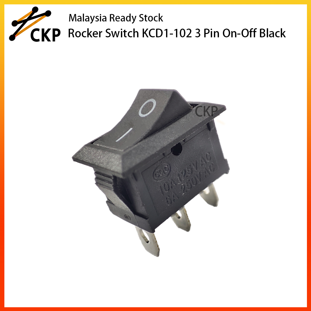 Rocker Switch KCD1-102 3 Pin 10A 125V/6A 250V On-Off Black | Shopee ...
