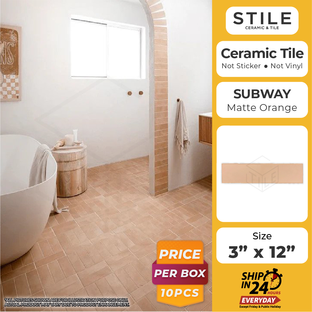 [REAL TILE]10PCS SUBWAY MATTE ORANGE MOSAIC TILES/MOZEK/CERAMIC TILES ...