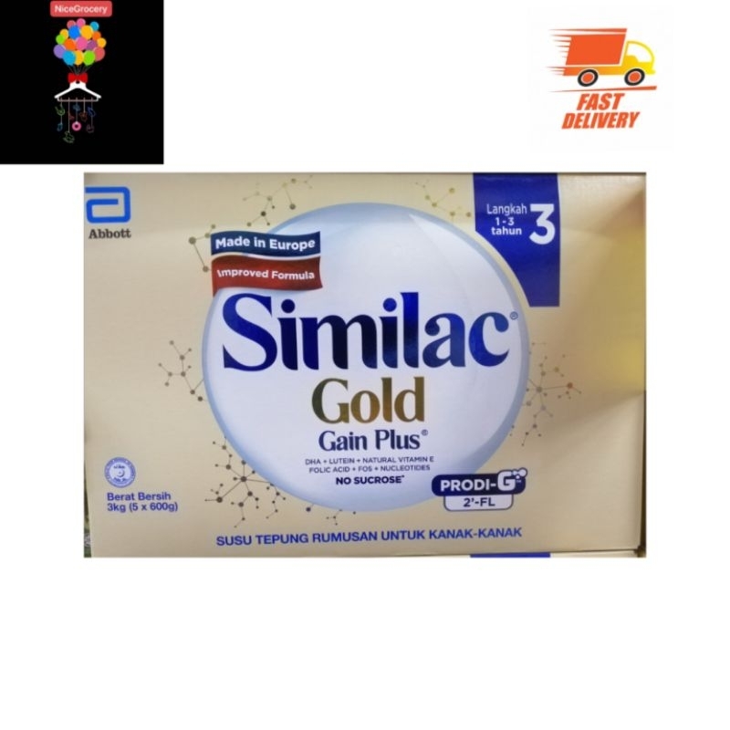 Abbott Similac Gain Plus 1-3Tahun 3Kg(5x600g) | Shopee Malaysia