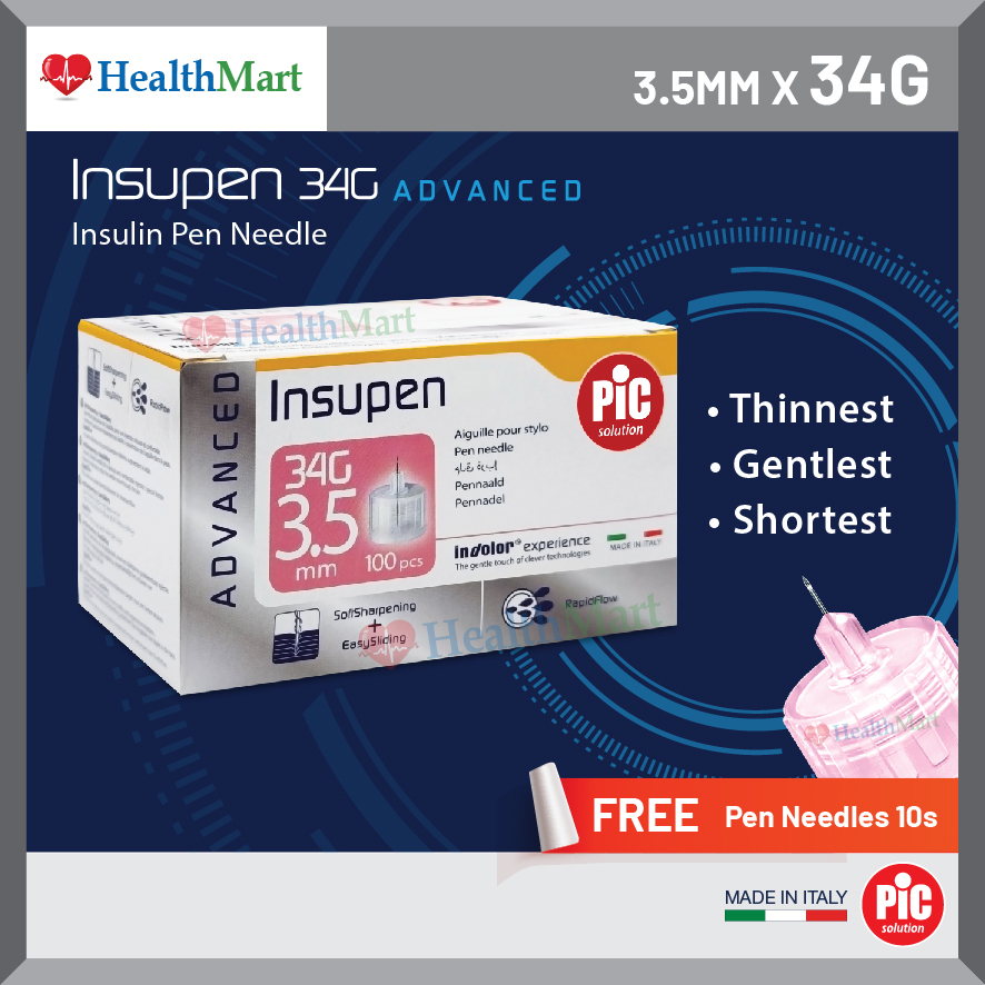 PIC Insupen 3.5MM Insulin Pen 100’s 34G FREE 10pcs | Shopee Malaysia