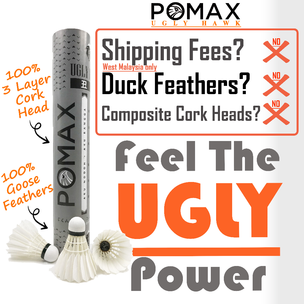 Pomax Ugly Hawk Badminton Feather Shuttlecock (Goose Feather Shuttle ...