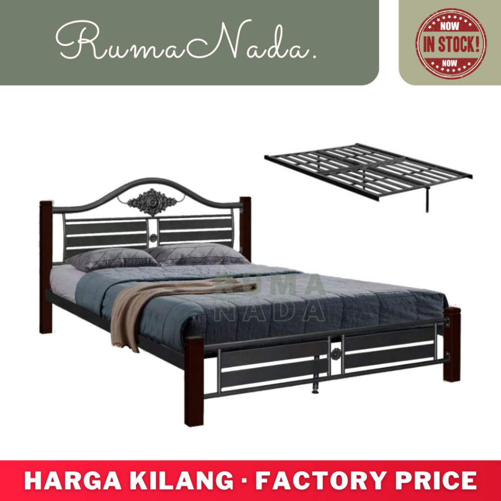 Antique Slat Base Metal Queen Bed / Double Bed Bedroom Furniture ...