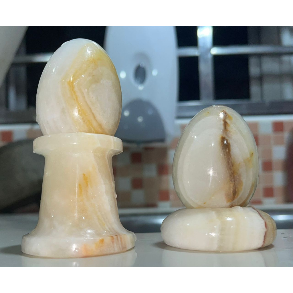 Handcrafted Onyx DECORATIVE EGG / Telor batu onyx and copper egg stand ...