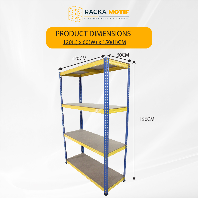 Rack A Motive Heavy Duty Boltless Blue & Yellow - 4 Level Office ...