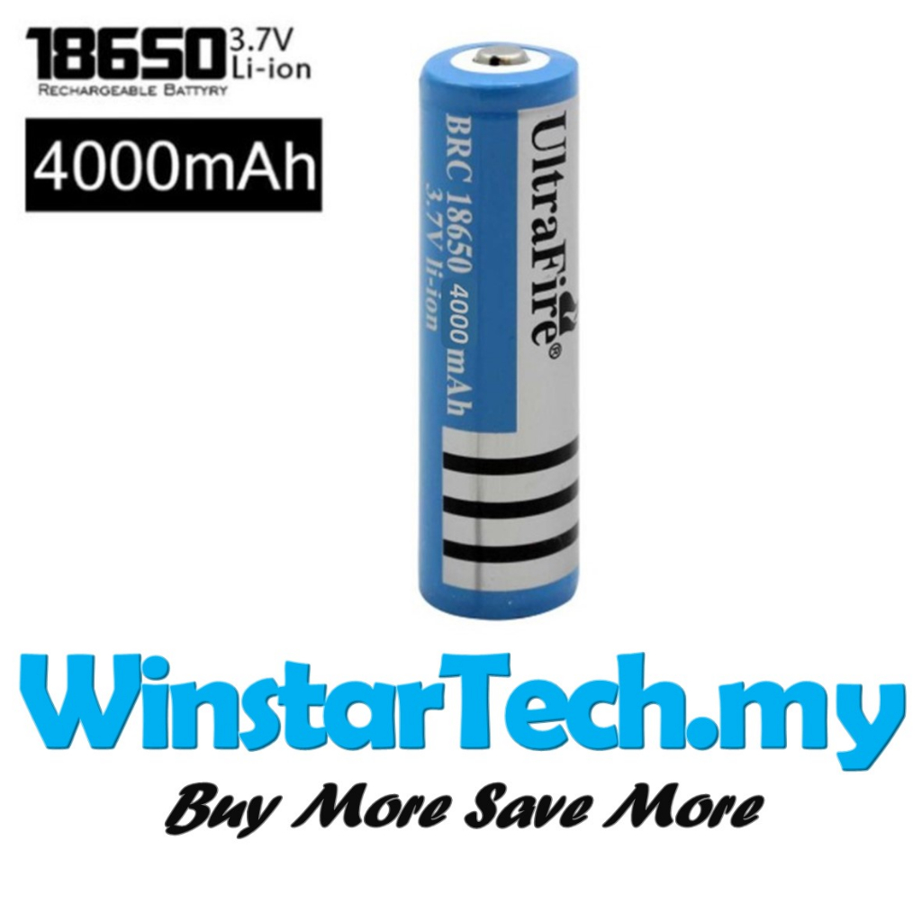 UltraFire BRC 18650 3.7V 4000MAH Li-ion Rechargeable Lithium Battery (1 ...