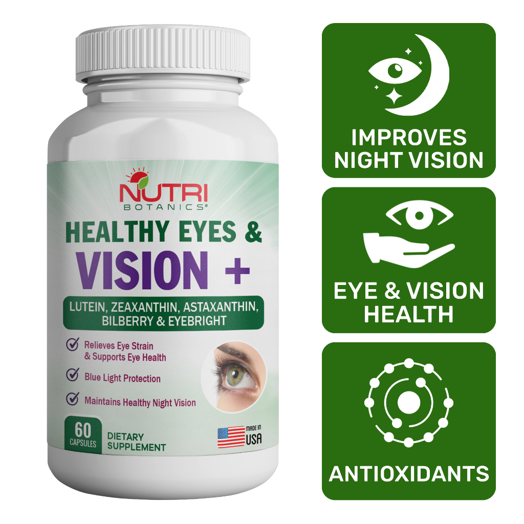 Nutri Botanics Healthy Eye & Vision+ - Bilberry, Lutein Eye Supplement ...