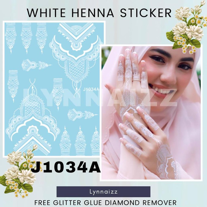 White Henna Sticker New Design Aesthetic / Inai Putih sticker / Henna ...