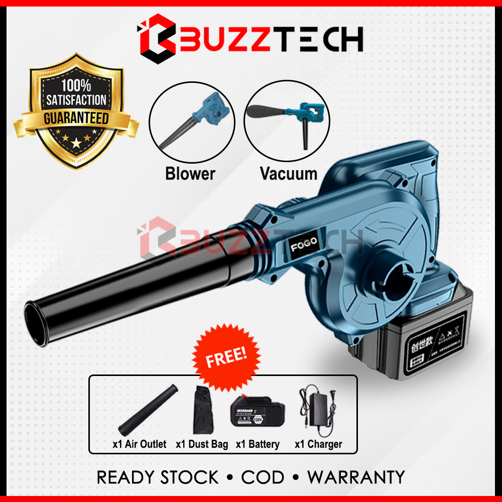 BuzzTech Cordless Electric Blower Vacuum Variable Speed Blower/Vacuum Power Boost Blower Leaf ...