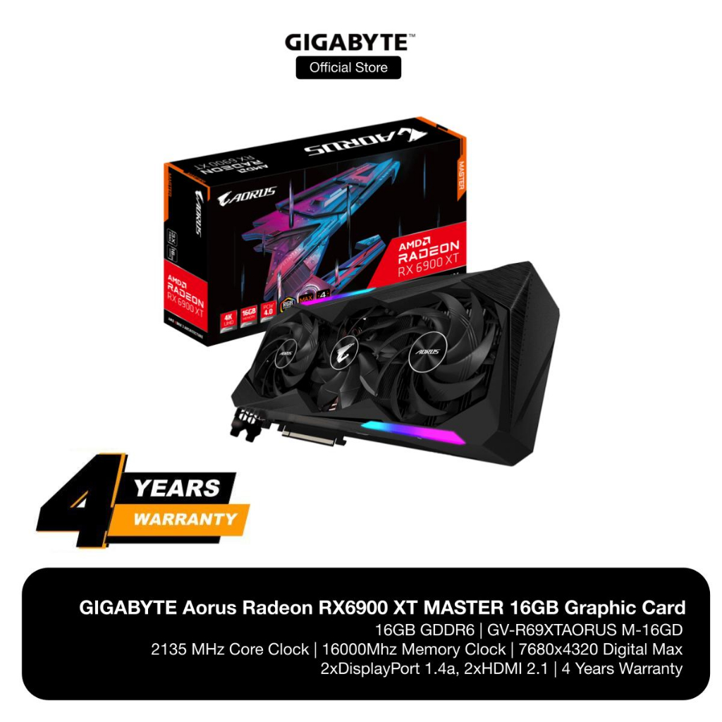 GIGABYTE Aorus Radeon RX6900 XT Master Graphic Card (16GB) GV ...
