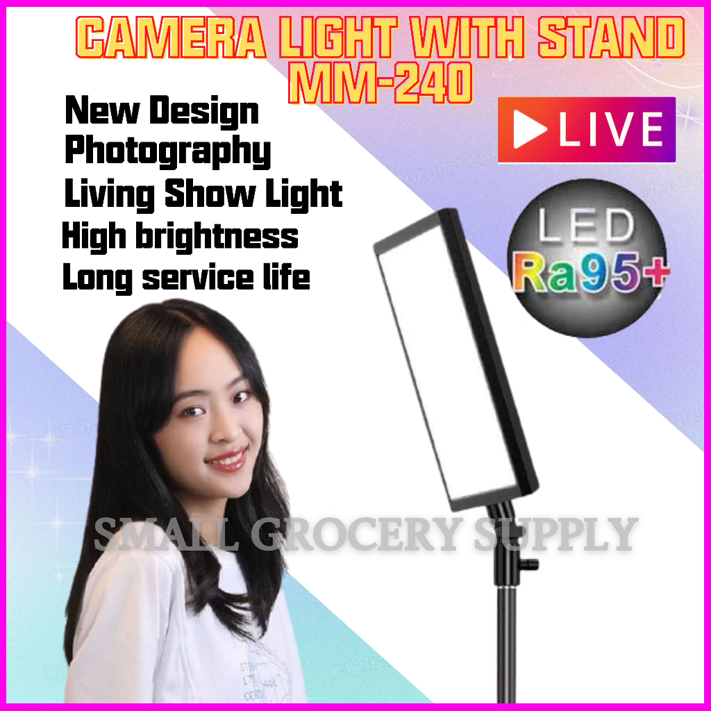 MM-240 Professional LED Camera Light with Tripod Ra 95+ Rectangle LED ...