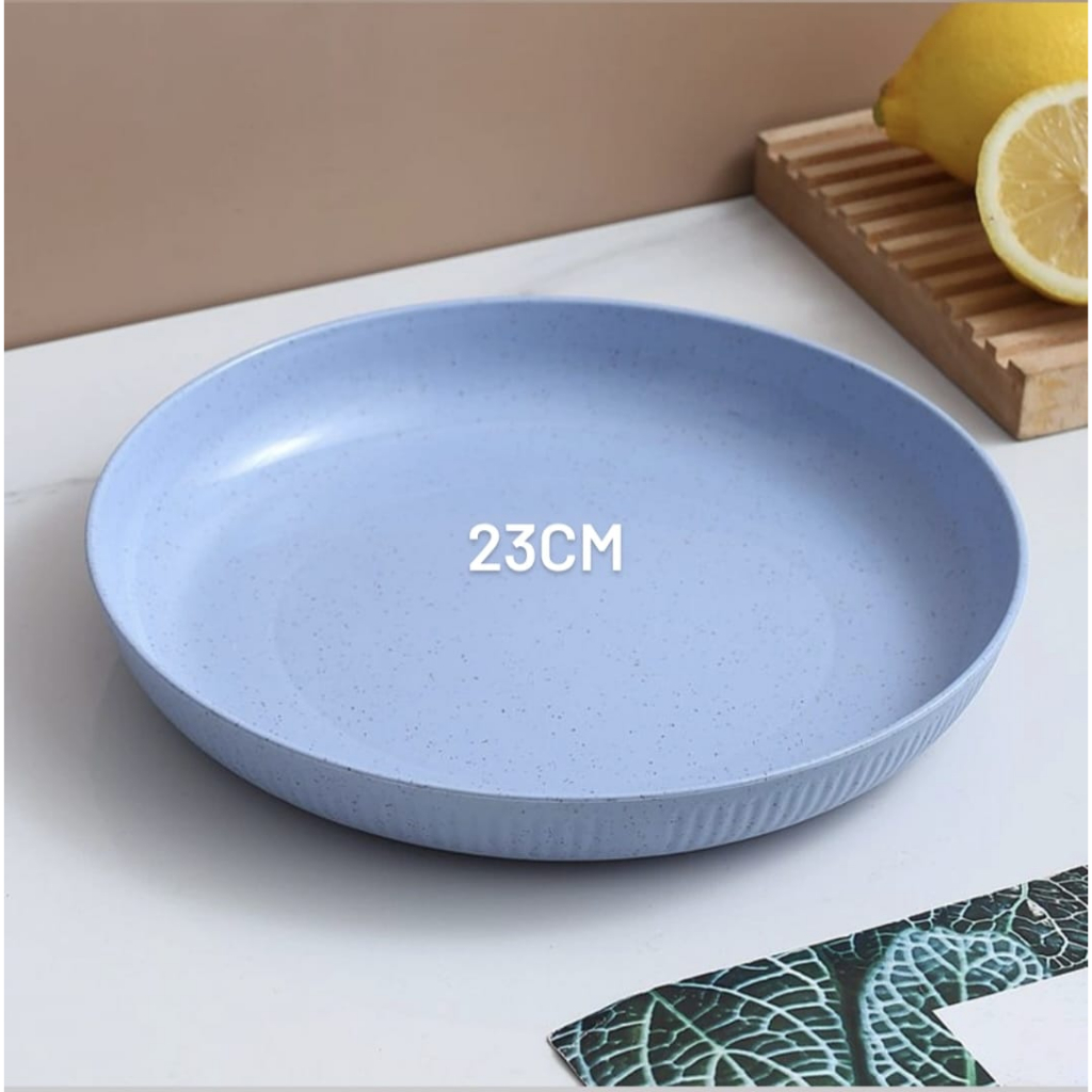 23Cm Wheat Straw Plastic Dinner Plate Pinggan Plastik Microwave Safe ...