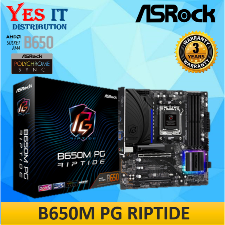 Asrock B650M PG Riptide DDR5 Socket AM5 Motherboard Only | Shopee Malaysia