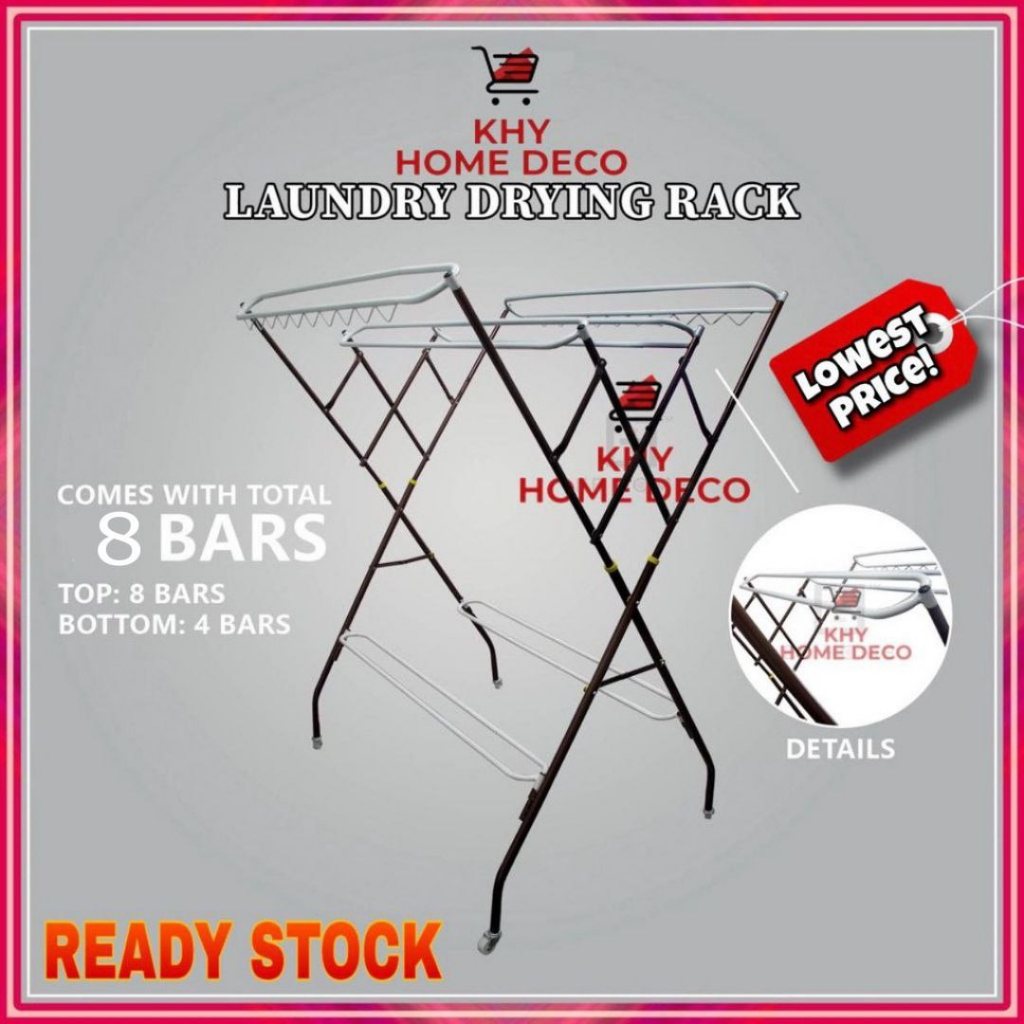 8 Bars Foldable Clothes Hanger (3V)/Ampaian Baju Kain/Powder Coated ...