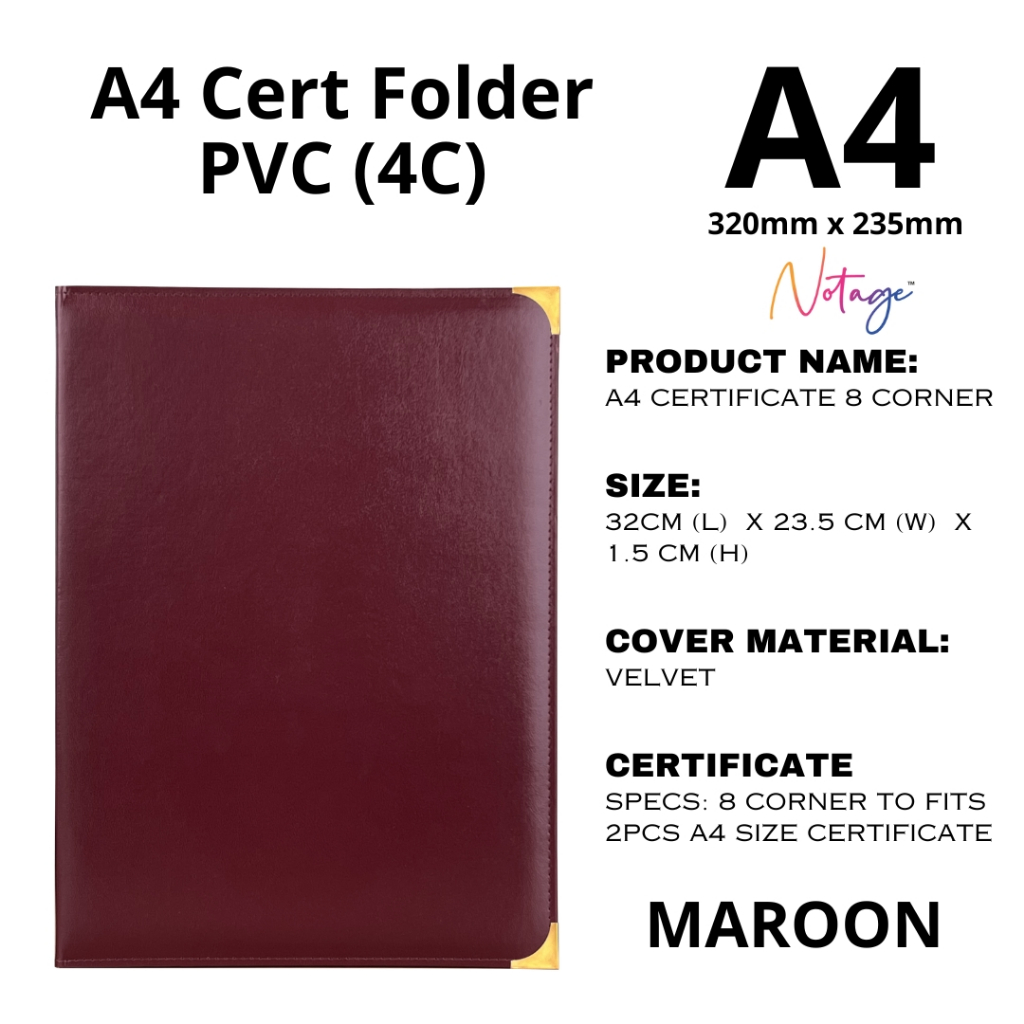 A4 PVC Certificate Folder PVC 8 corner 2 side Certificate Holder ...