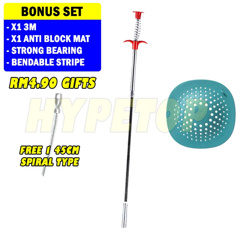 HYPETOP Drain snake cleaner Sinki sumbat clog remover dredge tools 90 ...