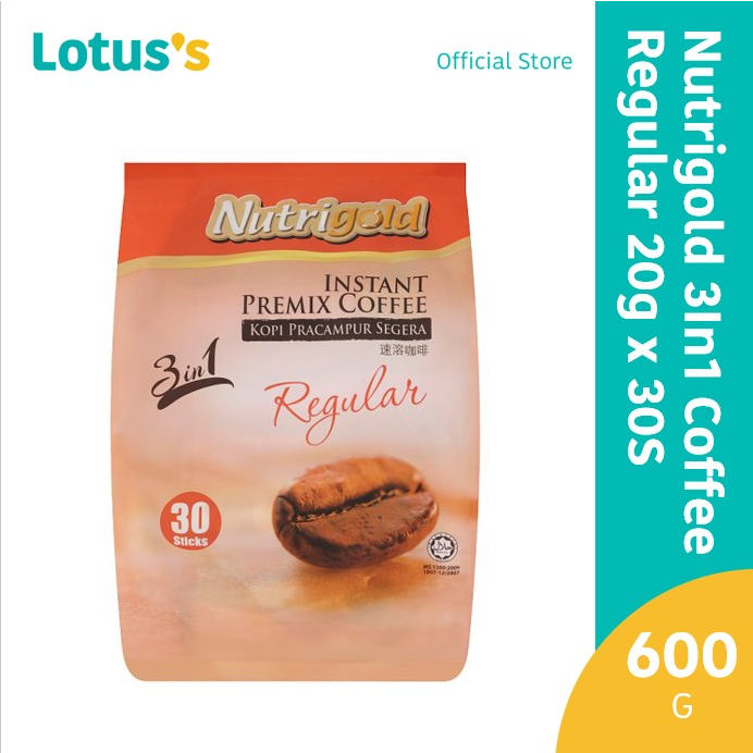 Nutrigold 3 In 1 Coffee Regular (20g x 30's) | Shopee Malaysia