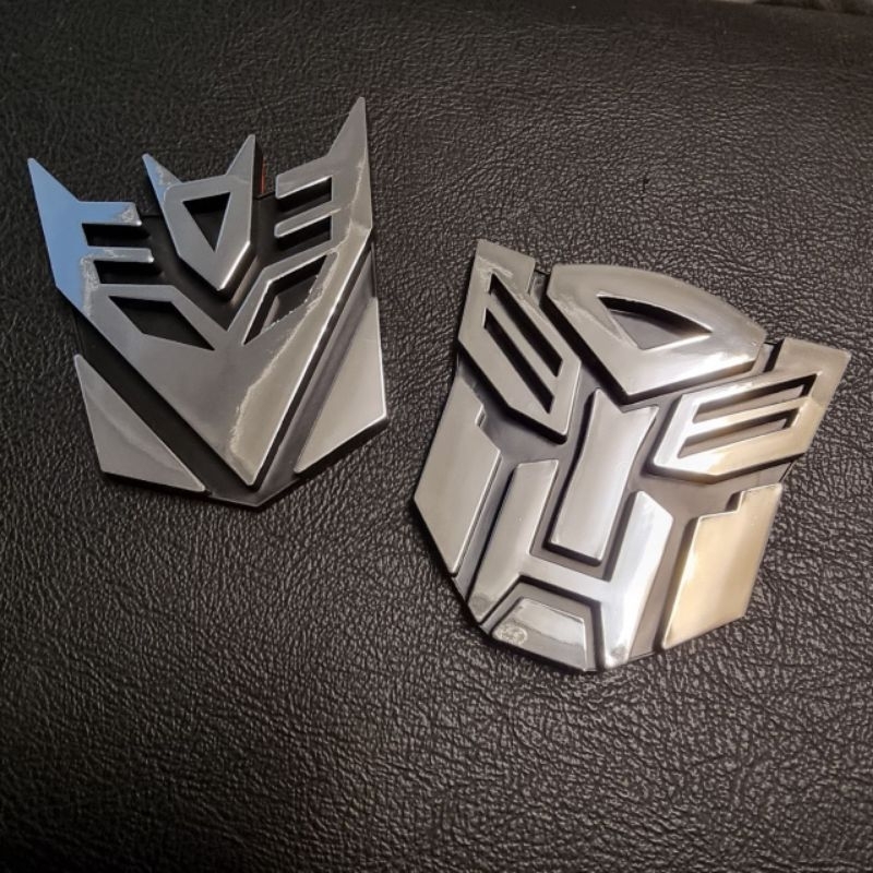 Abs Chrome Silver Plating Emblem Logo Sticker Transformer Autobot ...