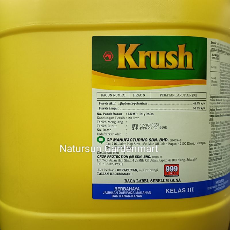 (Rumput) 20L Krush/Cp/Racun Lalang/Racun Rumput/Herbicide | Shopee Malaysia