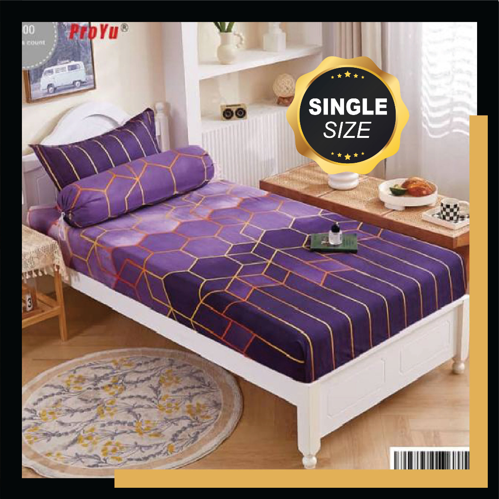 NEW Cadar Single Fitted Bedsheet (3IN1) Premium Cadar Keliling Pillow ...