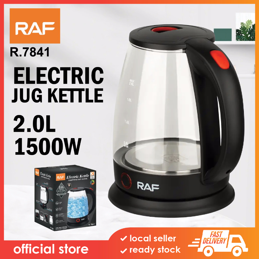 RAF 2.0L Cordless Electric Glass Jug Kettle 1500W Fast Boiling 360 ...