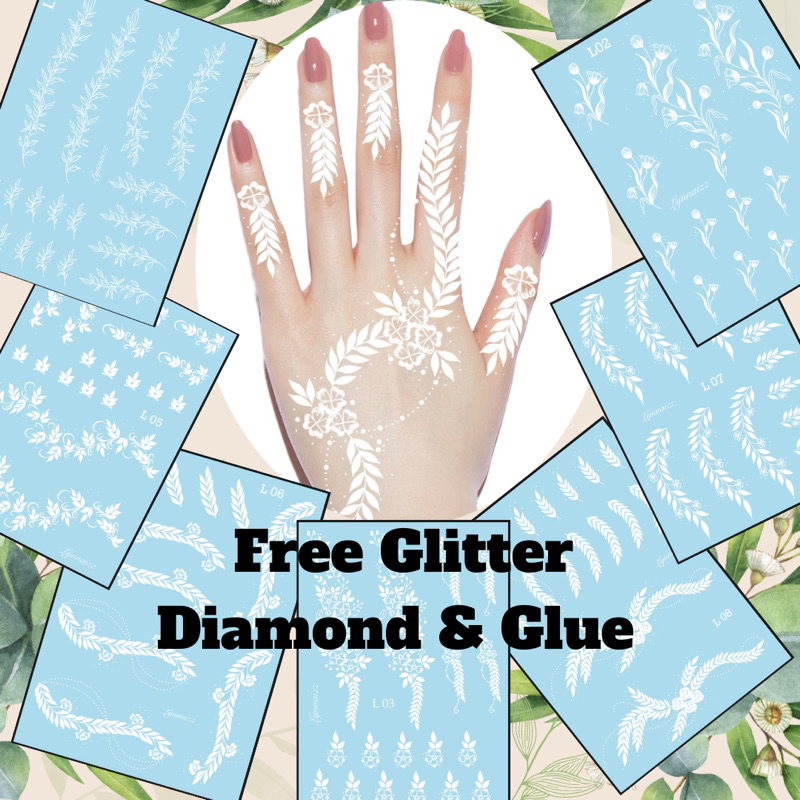 White Henna Sticker New Design Aesthetic / Inai Putih sticker / Henna ...