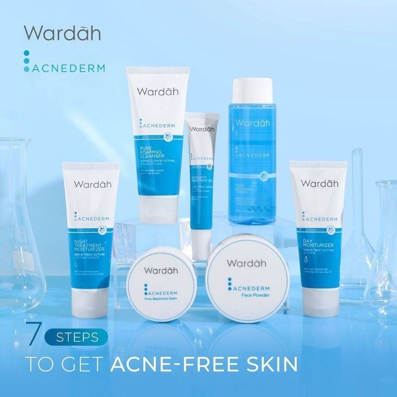 Wardah Acnederm Complete Set (Wardah Acnederm Wash/ Toner / Serum /Day ...