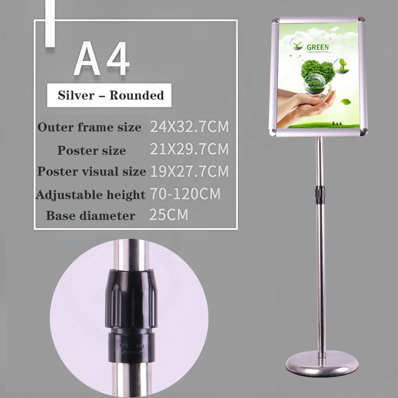 【Local shipment】Adjustable sign stand Poster Display Sign Stand Holder A3/A4, Silver / Black ...