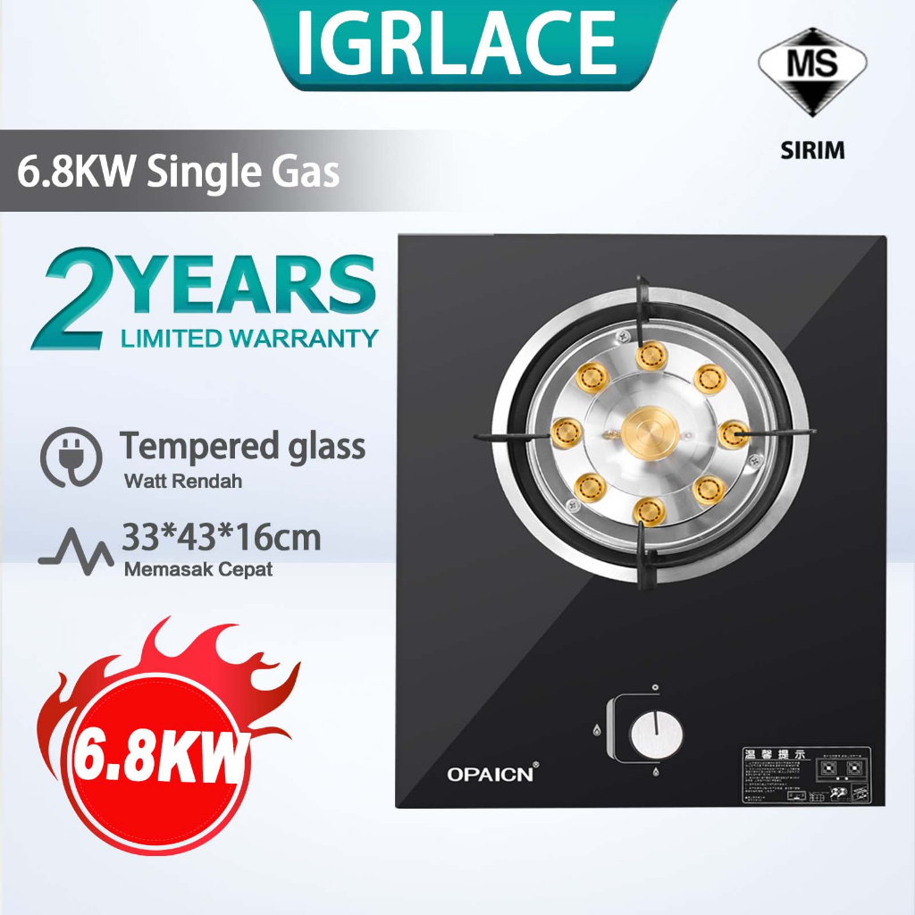 IGRLACE Single Burner Gas Stove Stainless Steel Home Desktop Liquefied ...