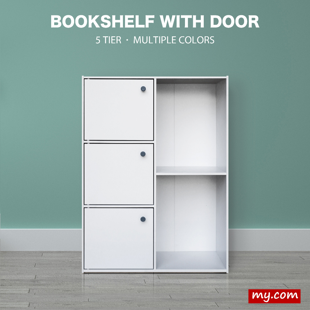 *READY STOCK* 5 Tier Bookshelf with 3 Doors my-com Almari Buku Budak ...