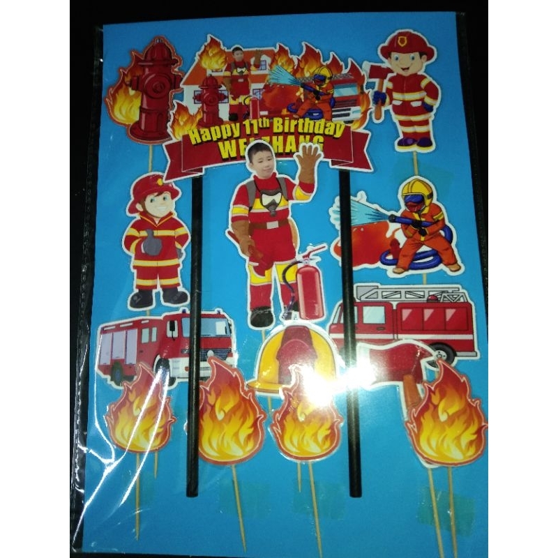 Bomba @ FireFighter Cake Topper | Custom Name & Age | Firefighter ...