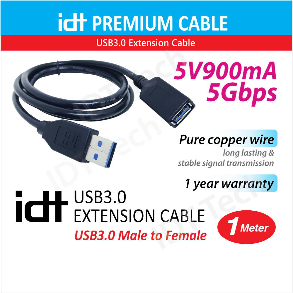 IDT USB3.0 Extension Cable Pure Copper Male to Female Extension Data ...