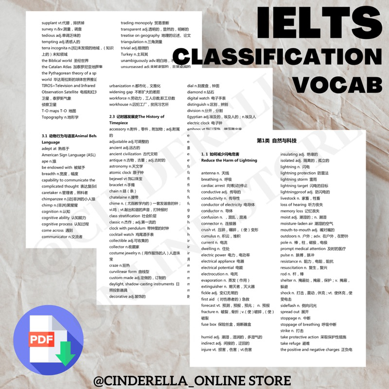 A45_📕IELTS classification vocabulary 雅思分类词汇｜Ielts word list｜PDF ...