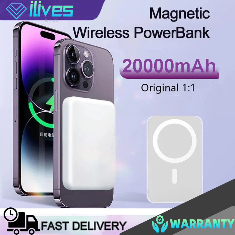 Ready Stock Powerbank Magnetic 20000mAh Wireless Charger Portable Power ...